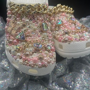 Adult-diamonds & Pearls-custom Embellished Crocs 100% Customizable - Etsy