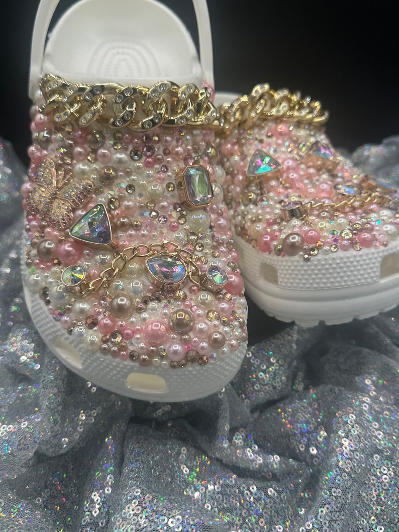 Adult-diamonds & Pearls-custom Embellished Crocs 100% Customizable - Etsy