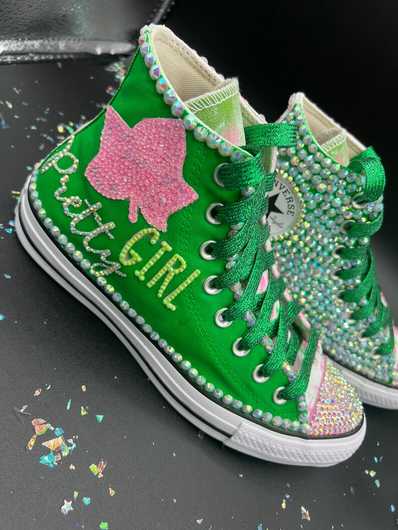 Greeked Up BLINGED OUT Custom Converse-adult | Etsy