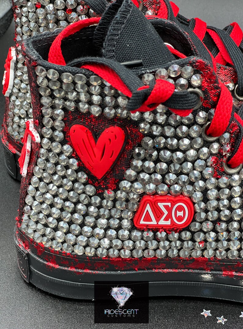 Delta Sigma Theta Greeked Up- BLINGED OUT Custom Converse-adult - Etsy