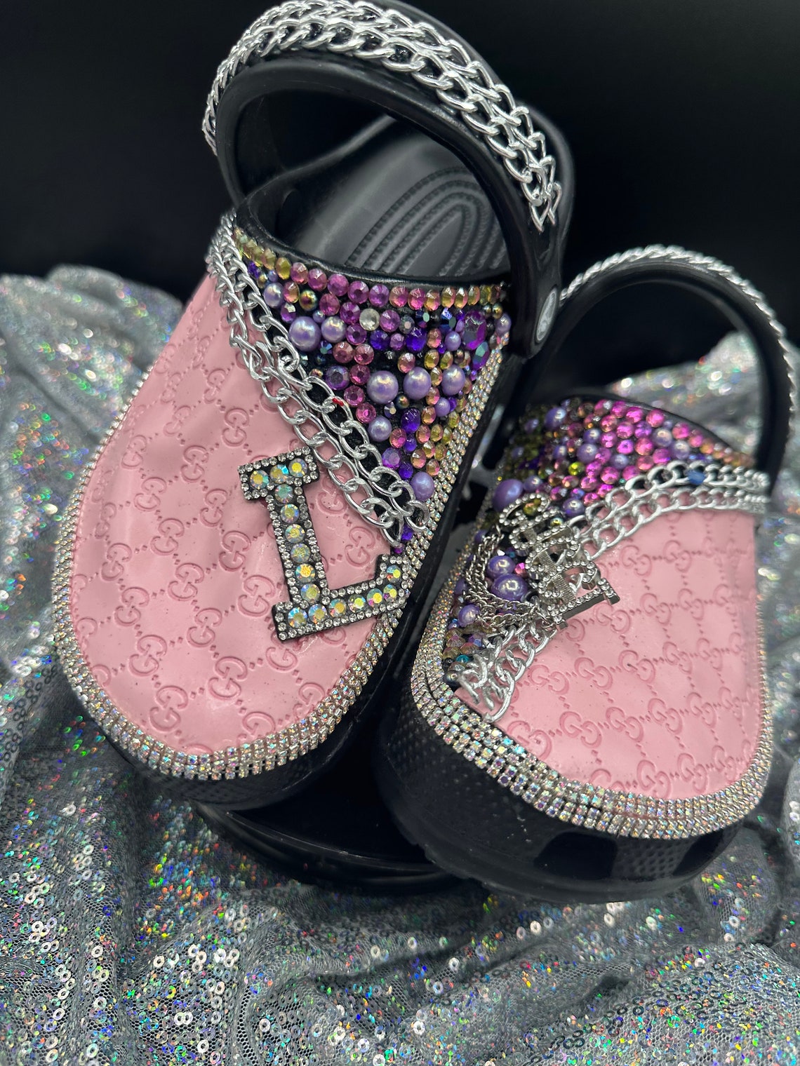 Adult-diamonds & Pearls-custom Embellished Crocs 100% Customizable - Etsy