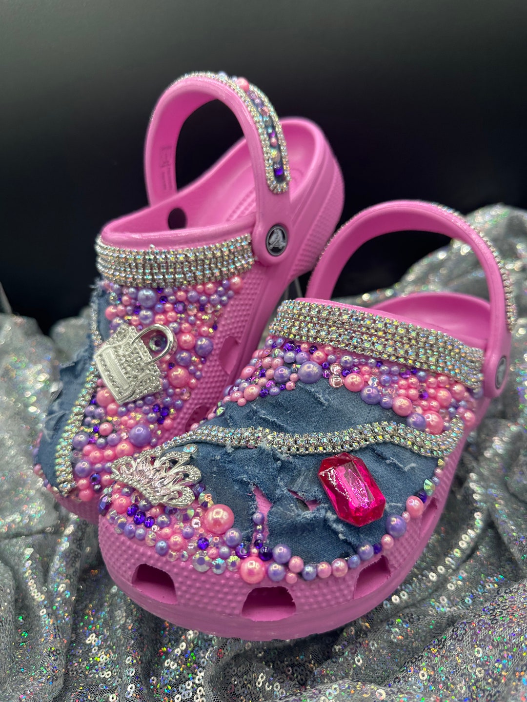 Adult-diamonds & Pearls-custom Embellished Crocs 100% Customizable - Etsy