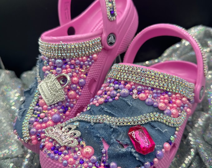 Adult-diamonds & Pearls-custom Embellished Crocs 100% Customizable - Etsy