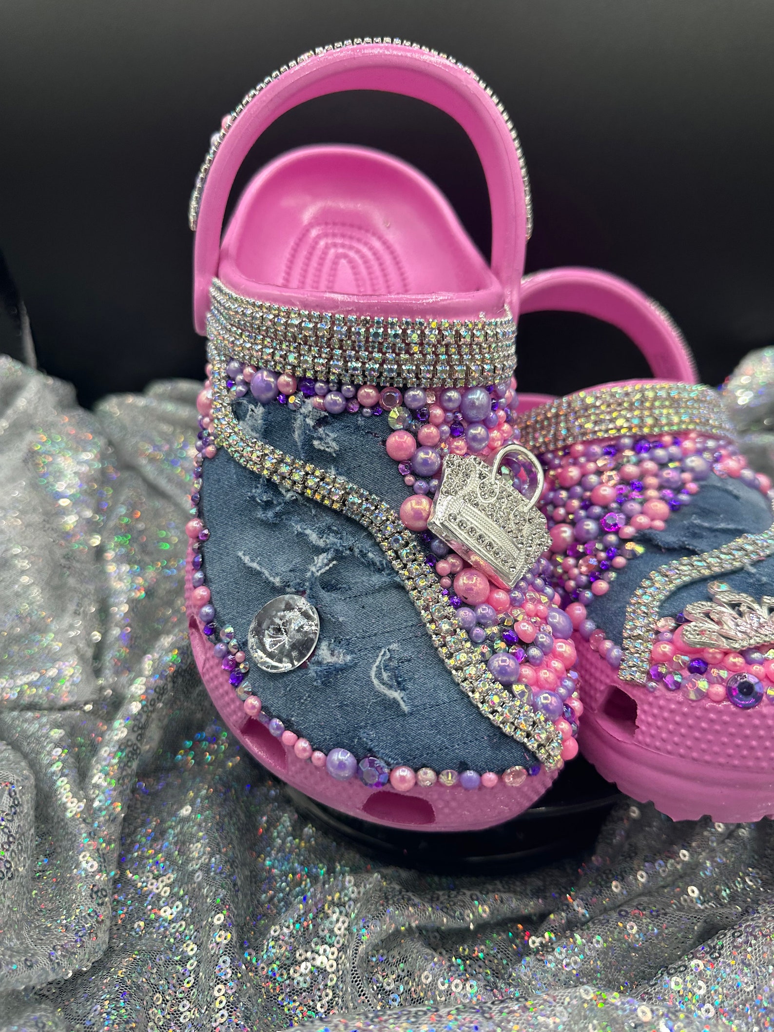 Adult-diamonds & Pearls-custom Embellished Crocs 100% Customizable - Etsy