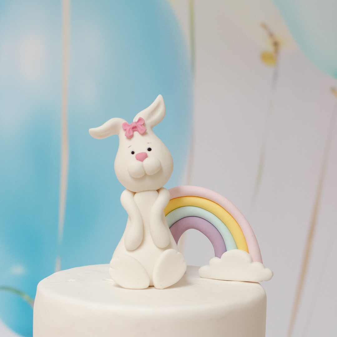 Bunny Cake Topper Fondant Bunny Decoration for Kids Birthday - Etsy
