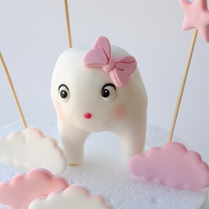 First Tooth Cake Decoration, Baby First Tooth Party Cake, Fondant First ...