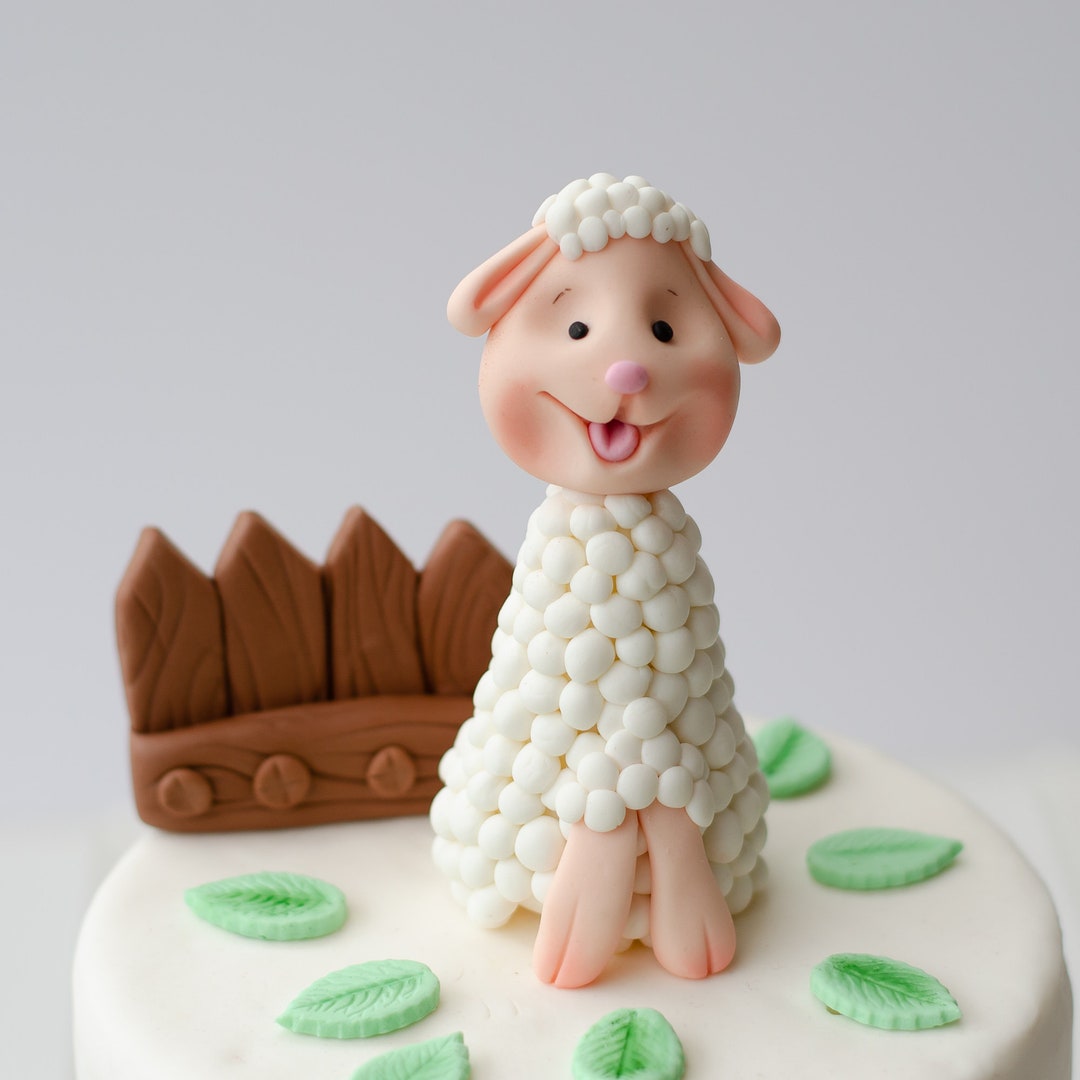 Sheep Cake Topper, Farm Animals Cake, Fondant Cake Topper for Kids ...