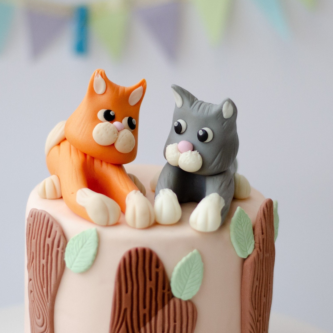 Fondant Cat Cake Topper Pet Cake Topper for Kids Birthday - Etsy