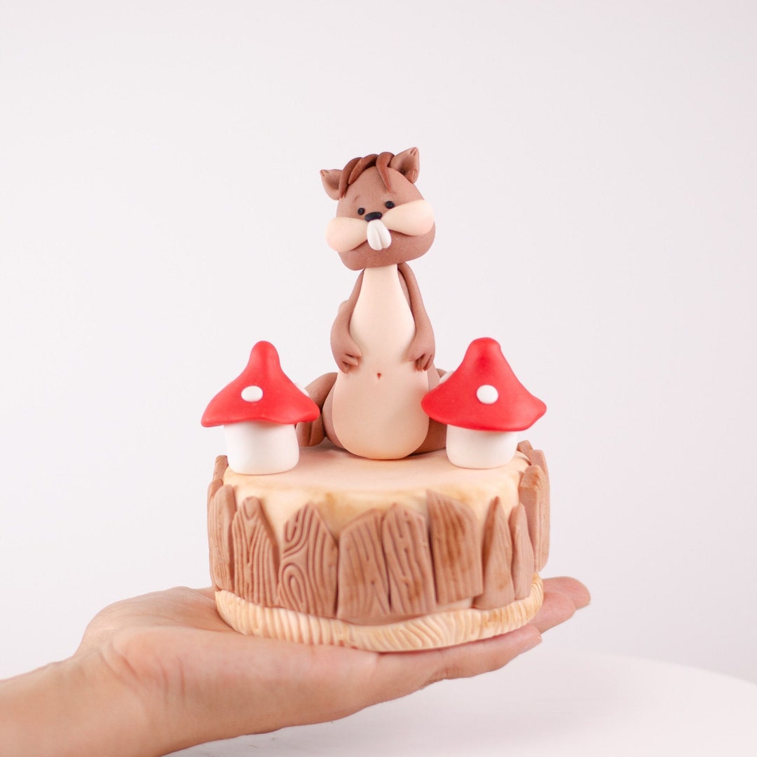 Squirrel Cake Topper Fondant Squirrel Woodland Cake Topper - Etsy
