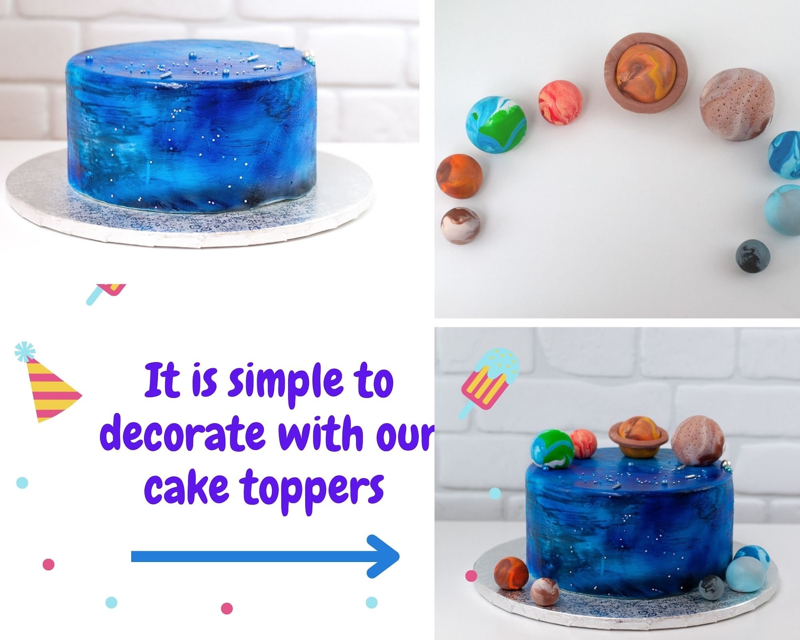 Planets Cake Toppers Solar System Cake Toppers Space - Etsy