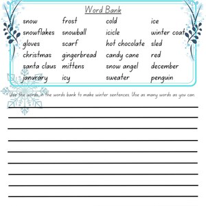 Sentence Building Worksheet - Explore the Four Seasons - Etsy