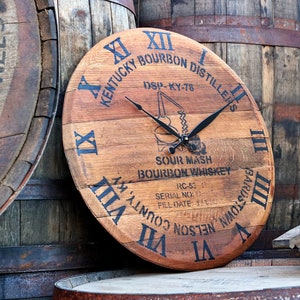 Whiskey Barrel Head Clock - Wall Hanging Round Clocks - Rustic Bourbon ...