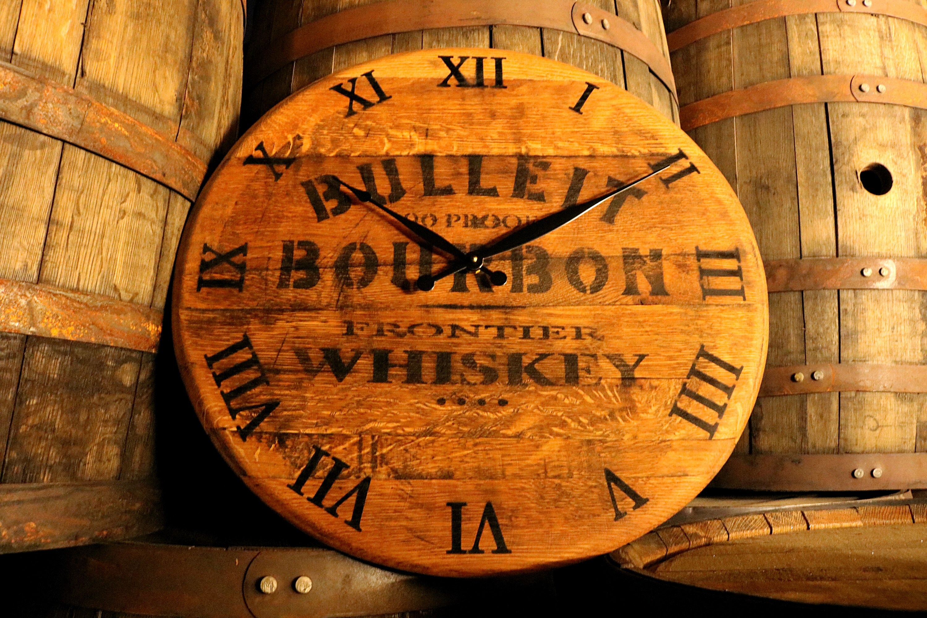 Bulleit Bourbon Whiskey Barrel Wall Hanging Clock - Etsy
