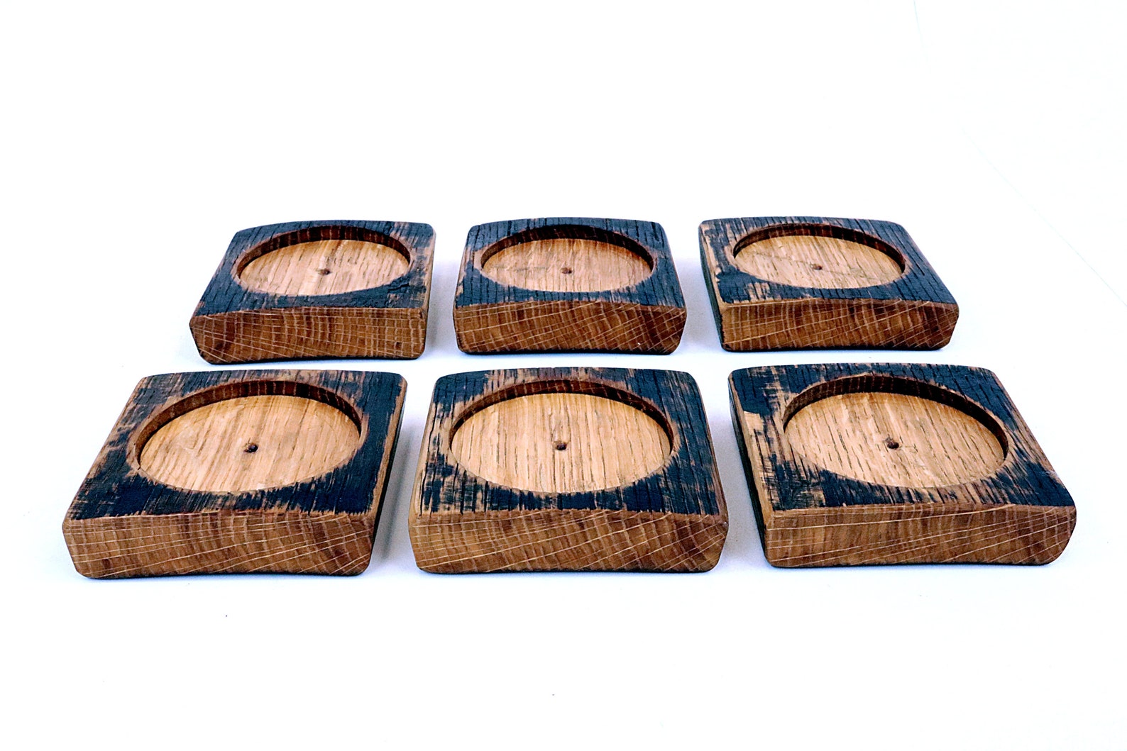 Whiskey Barrel Coasters With Holder - Etsy