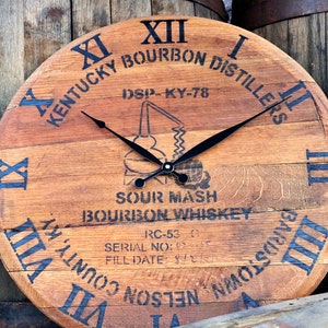 Whiskey Barrel Head Clock - Wall Hanging Round Clocks - Rustic Bourbon ...