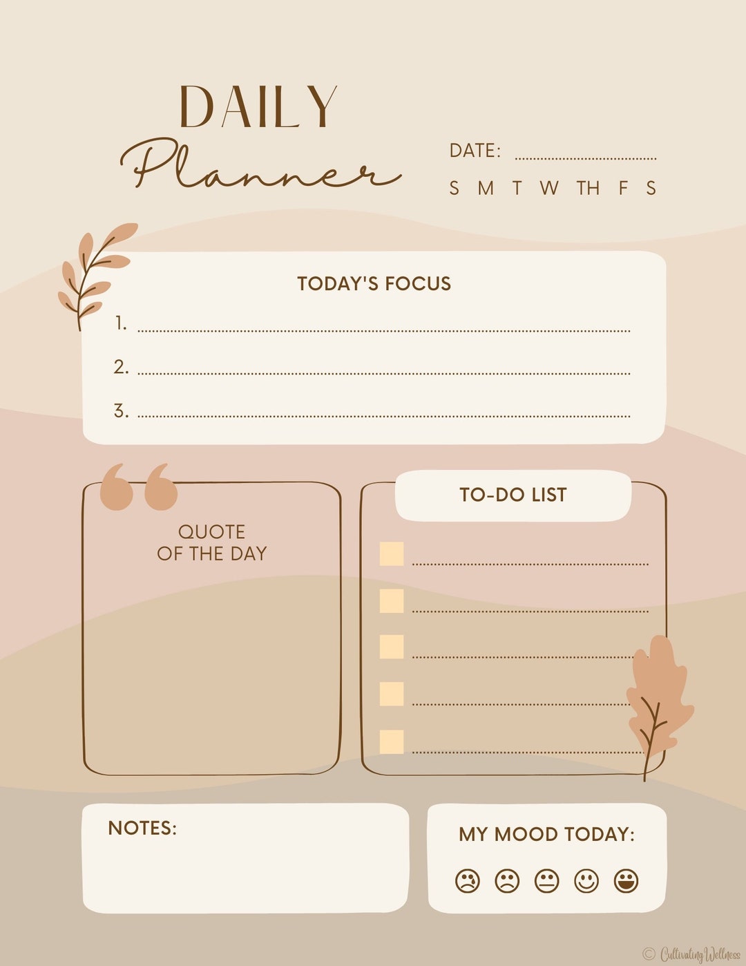 Boho Autumn Daily Planner - Etsy