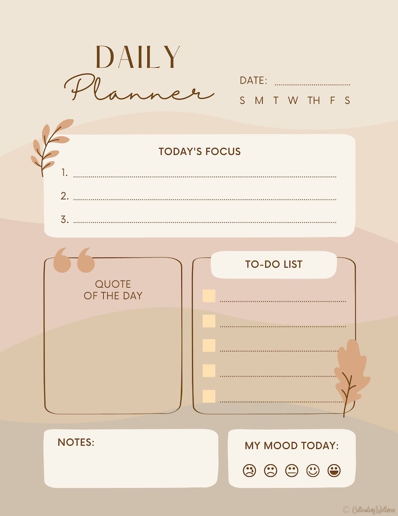 Boho Autumn Daily Planner - Etsy