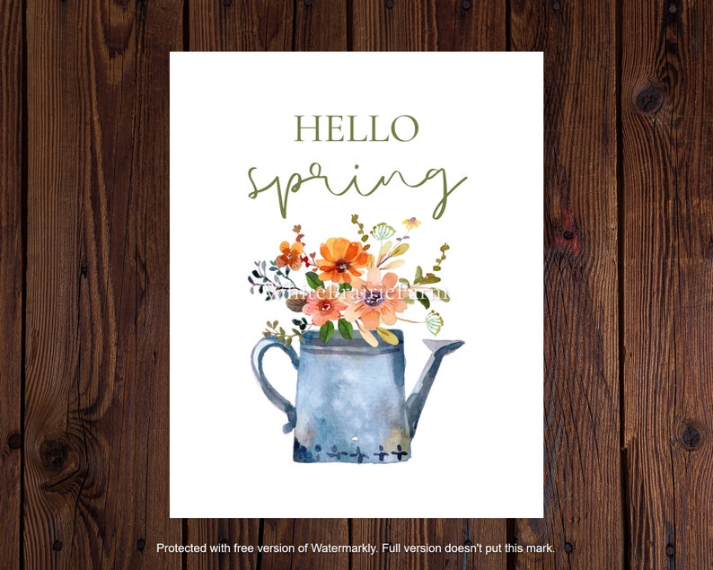 Hello Spring Floral Printable Sign Digital Download Flower - Etsy