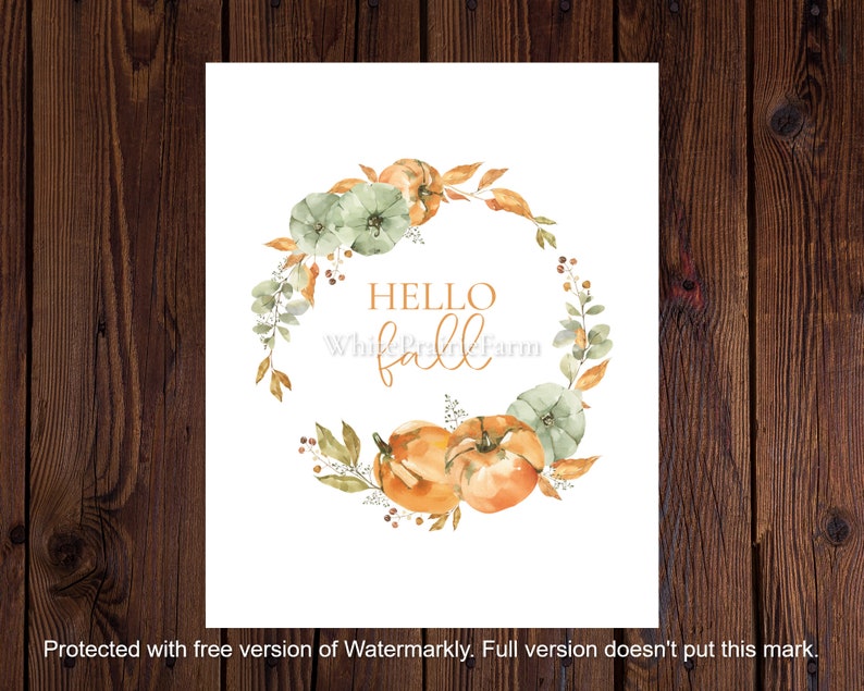 Hello Fall Printable Sign | Digital Download Autumn Print | 8x10 Fall ...