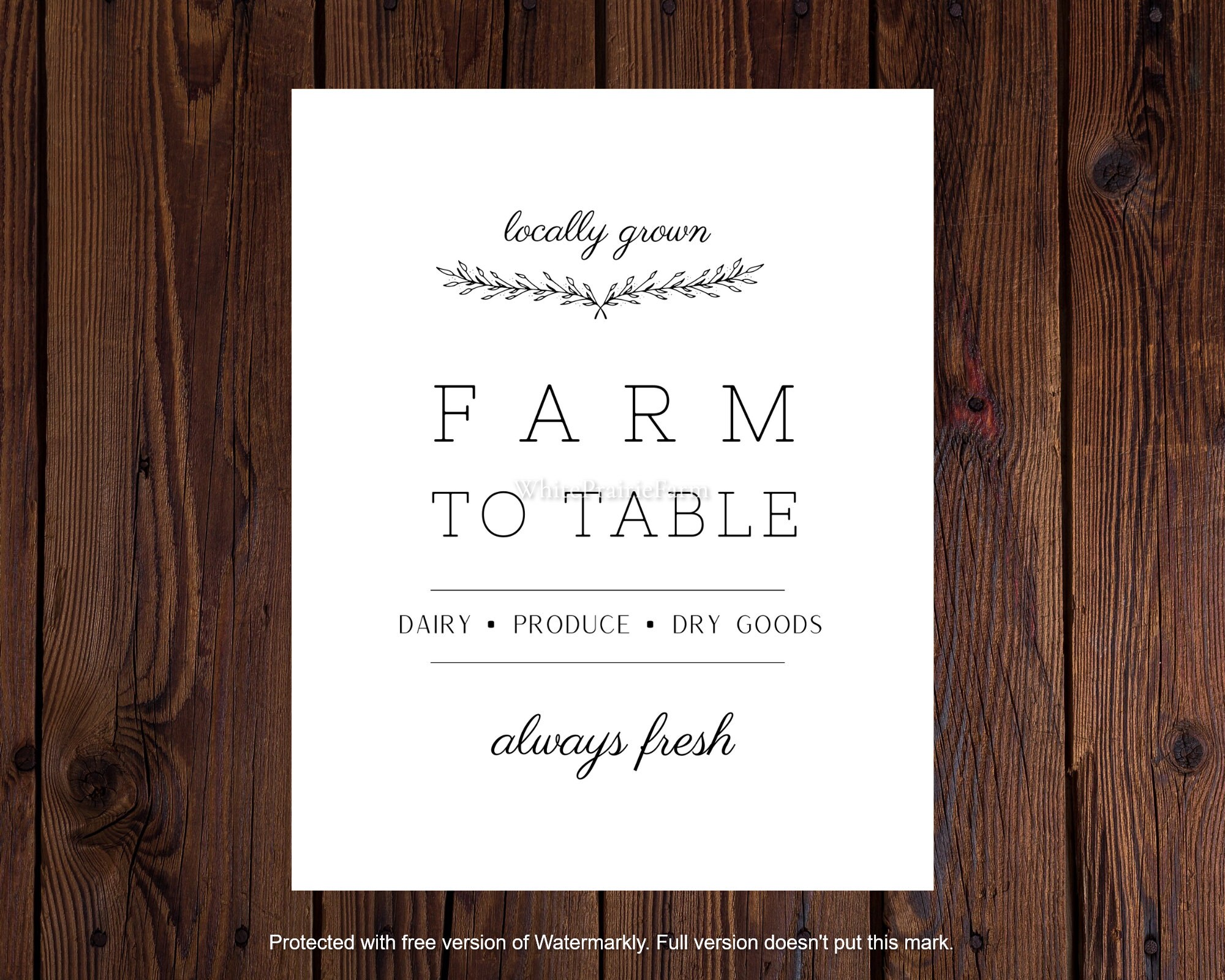 Farm to Table Printable Sign | Digital Download Print | Farmhouse ...