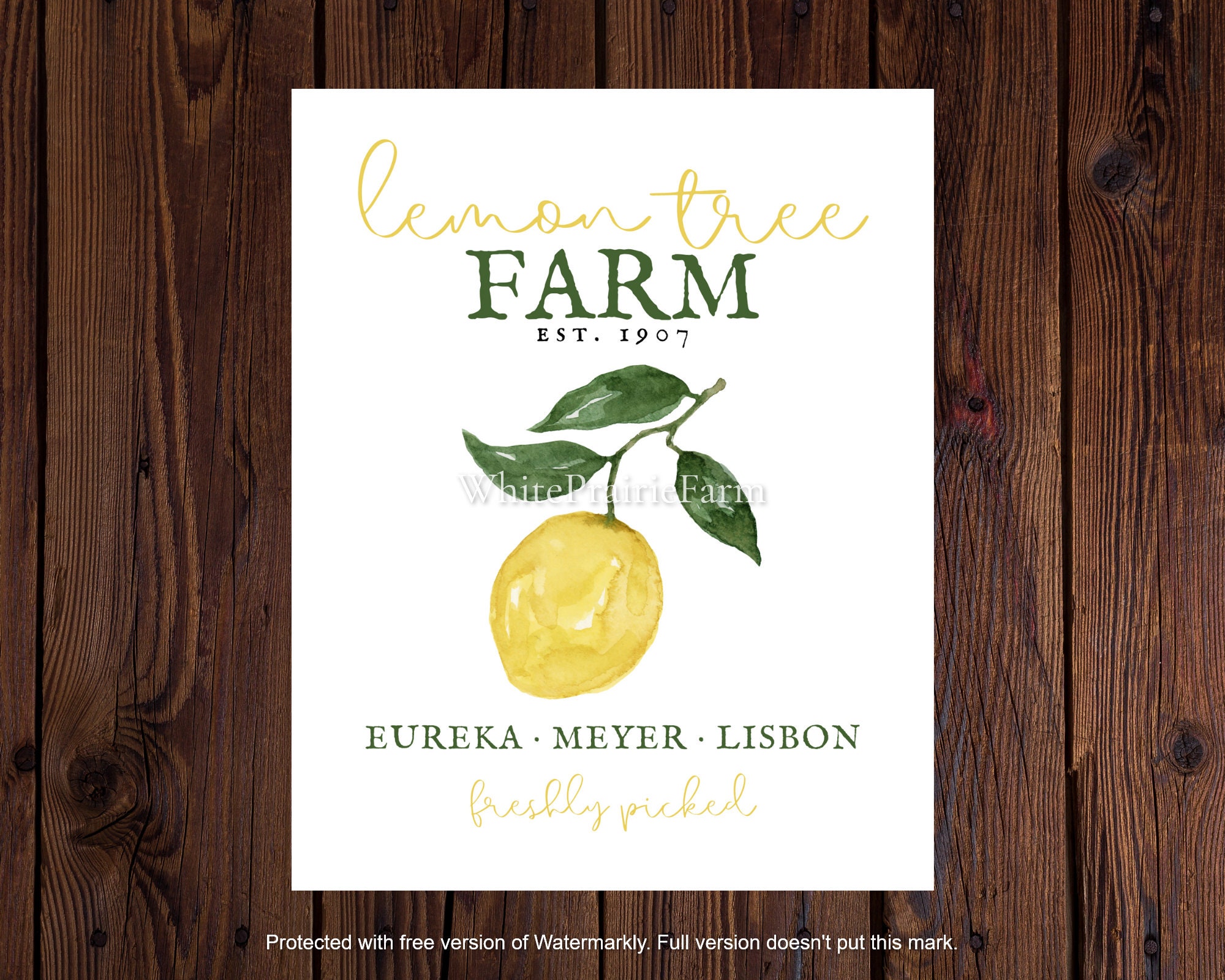 Lemon Tree Farm Printable Sign | Digital Download Lemon Print | 8x10 ...