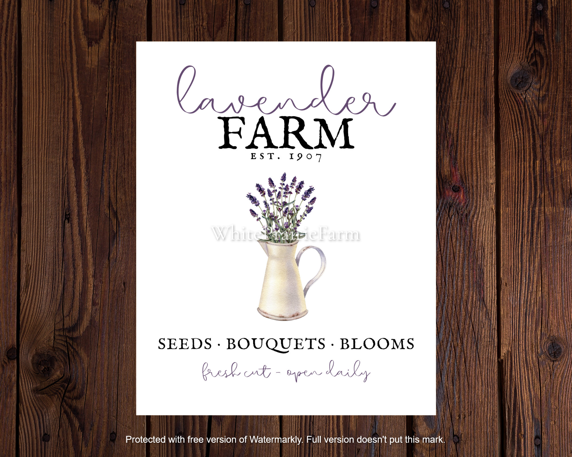 Lavender Farm Printable Sign | Digital Download Flower Print | 8x10 ...
