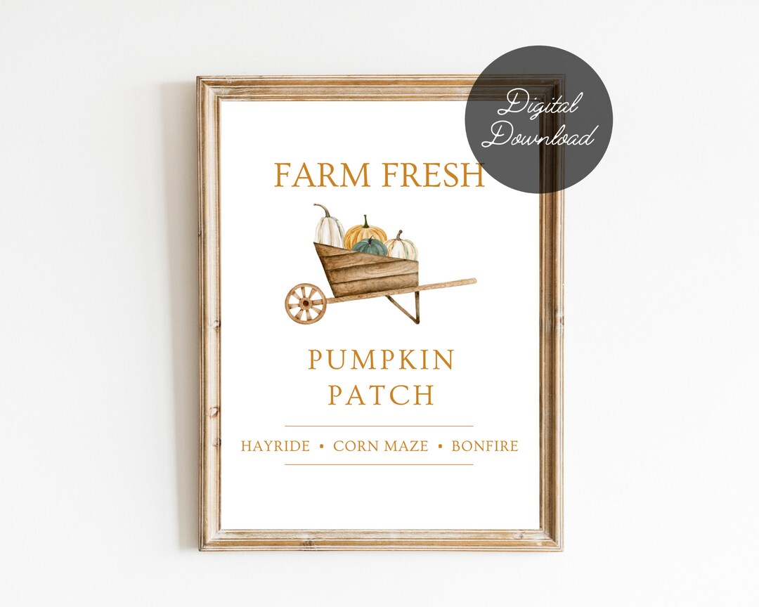 Fall Printable Sign | Digital Download Autumn Farm Print | 8x10 Pumpkin ...
