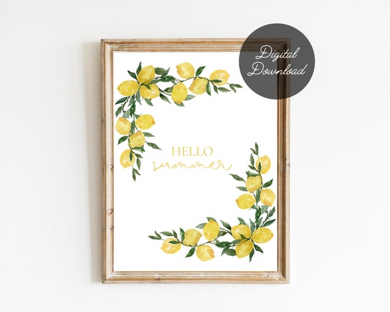 Lemon Summer Printable Sign Digital Download Lemon Print | Etsy