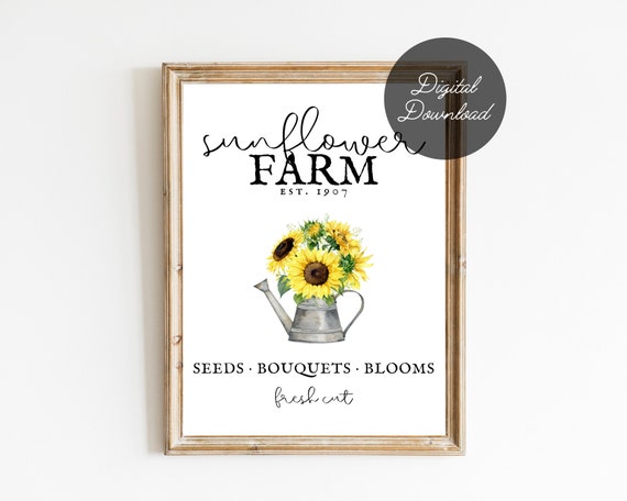 Sunflower Farm Printable Sign Digital Download Flower Print | Etsy