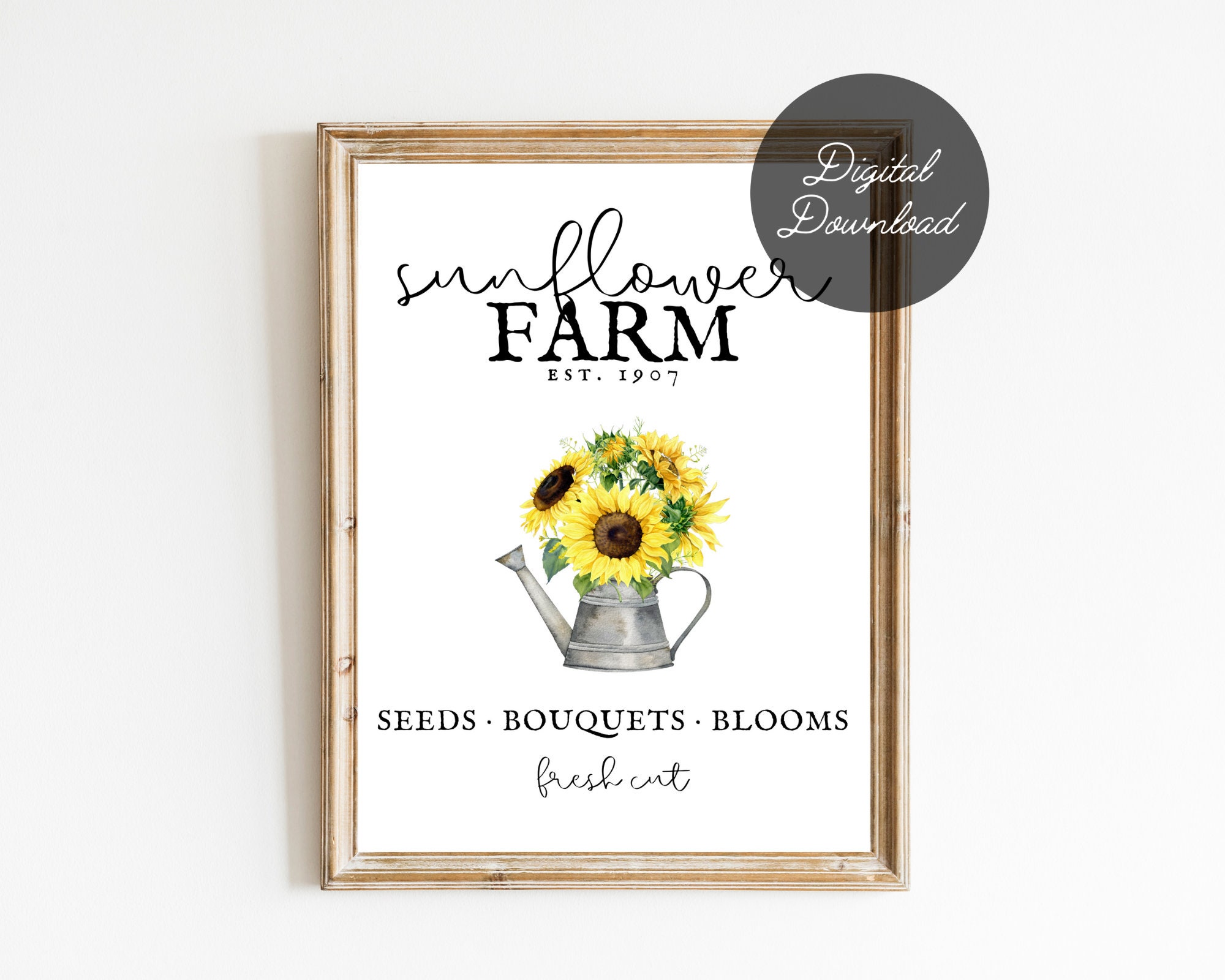 Sunflower Farm Printable Sign | Digital Download Flower Print | 8x10 ...