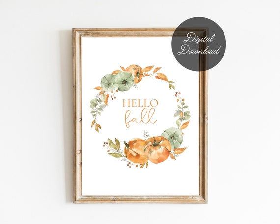 Hello Fall Printable Sign Digital Download Autumn Print - Etsy