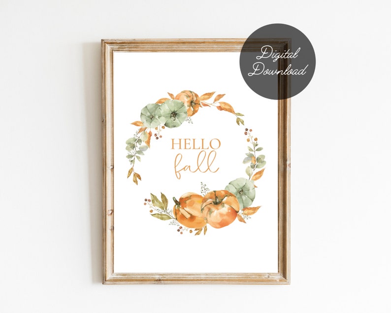 Hello Fall Printable Sign | Digital Download Autumn Print | 8x10 Fall ...