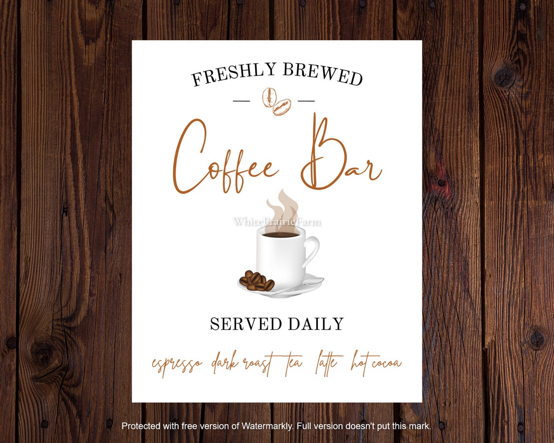 Coffee Bar Printable Sign | Digital Download Print | Farmhouse ...