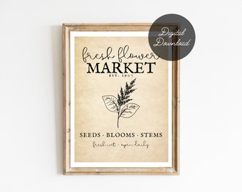 Fresh Flower Market Printable Sign Digital Download Truck - Etsy