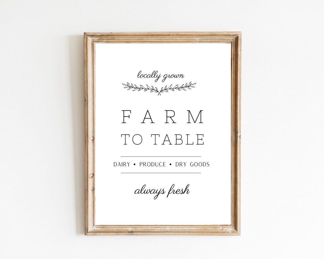 Farm to Table Printable Sign | Digital Download Print | Farmhouse ...