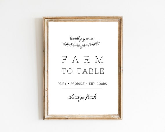 Farm to Table Printable Sign Digital Download Print | Etsy