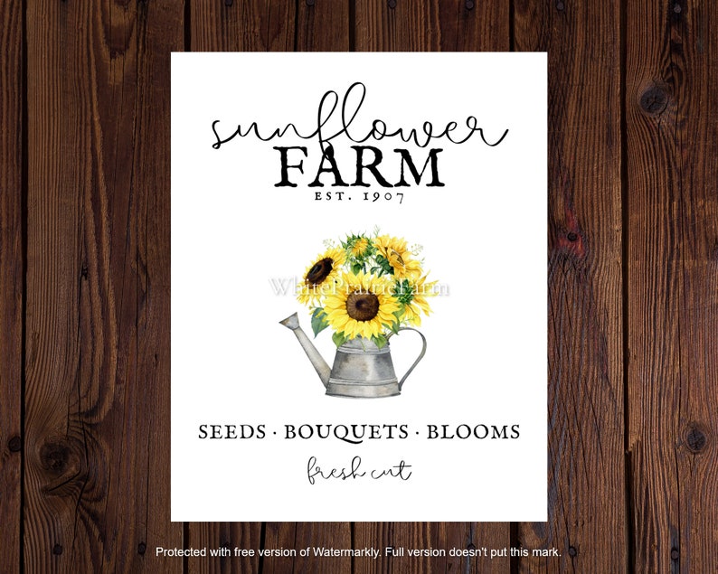 Sunflower Farm Printable Sign | Digital Download Flower Print | 8x10 ...