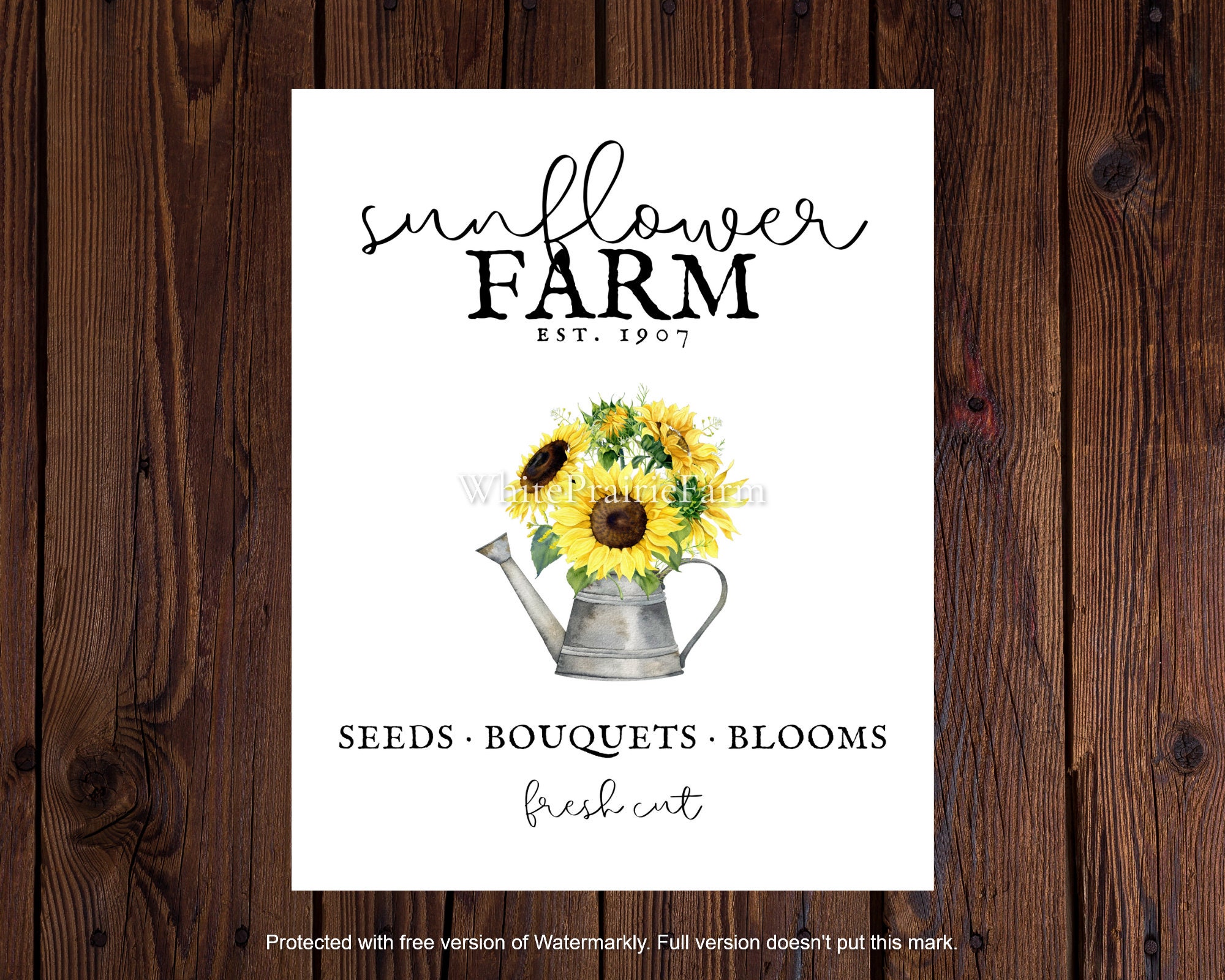 Sunflower Farm Printable Sign | Digital Download Flower Print | 8x10 ...