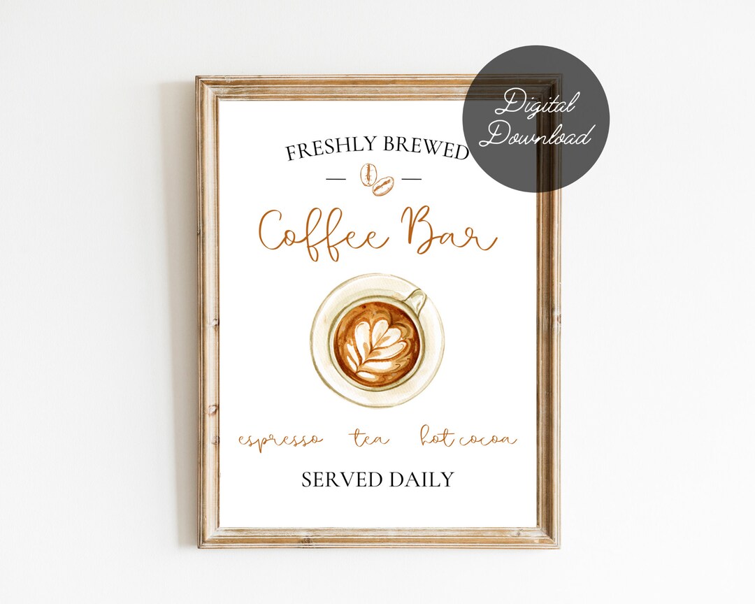 Coffee Bar Printable Sign | Digital Download Print | 8x10 Farmhouse ...