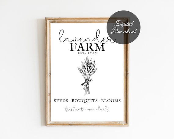 Lavender Farm Vintage Printable Sign Digital Download Flower | Etsy