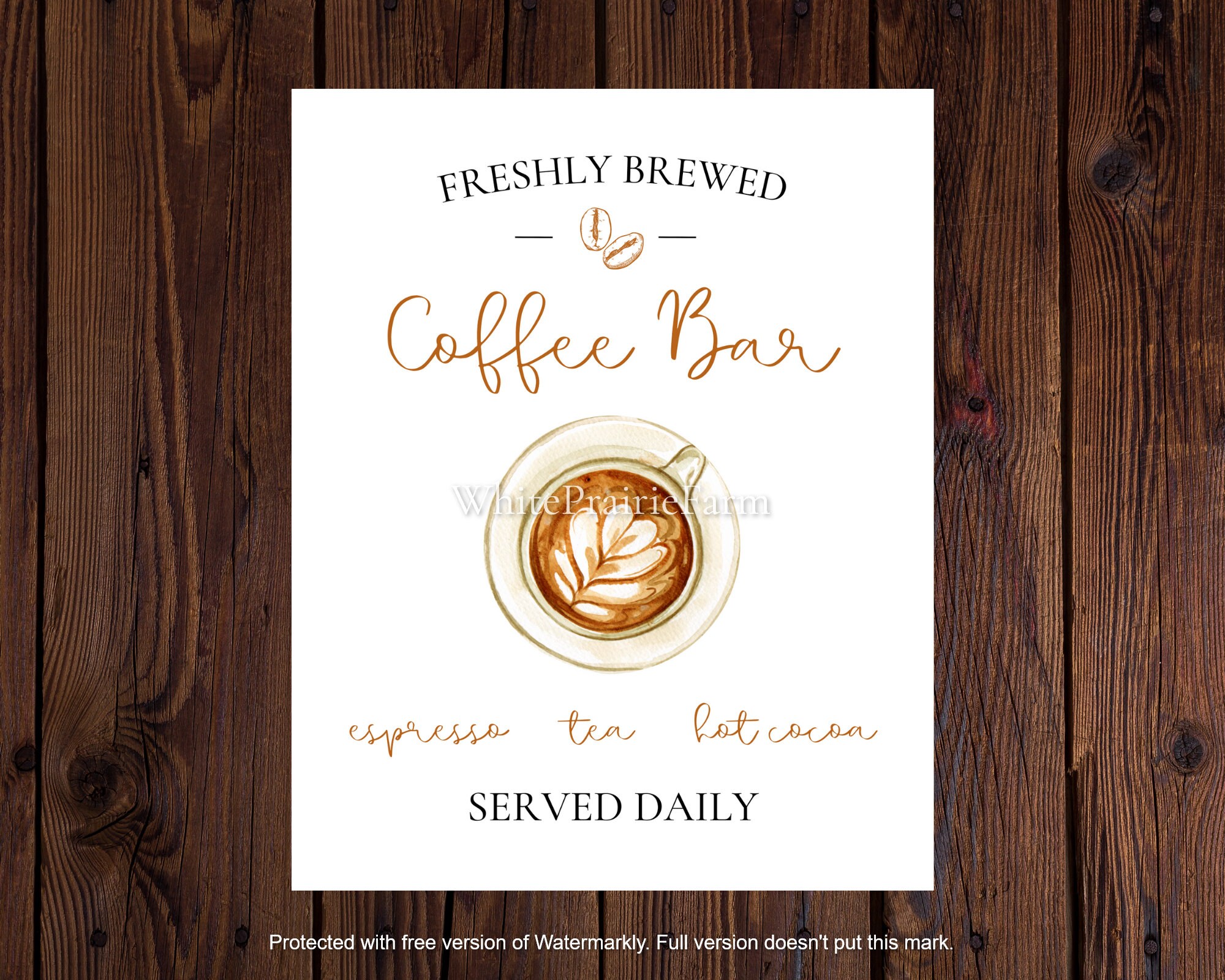 Coffee Bar Printable Sign Digital Download Print 8x10 Farmhouse ...