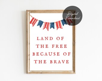 4th of July Printable Sign | Digital Download Independence Day Print ...
