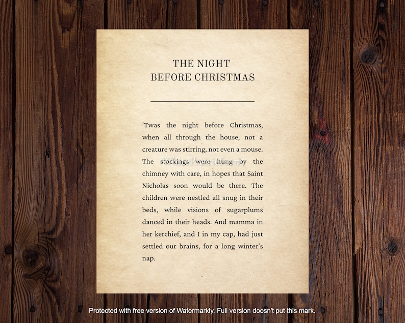 The Night Before Christmas Printable Sign Digital Download - Etsy