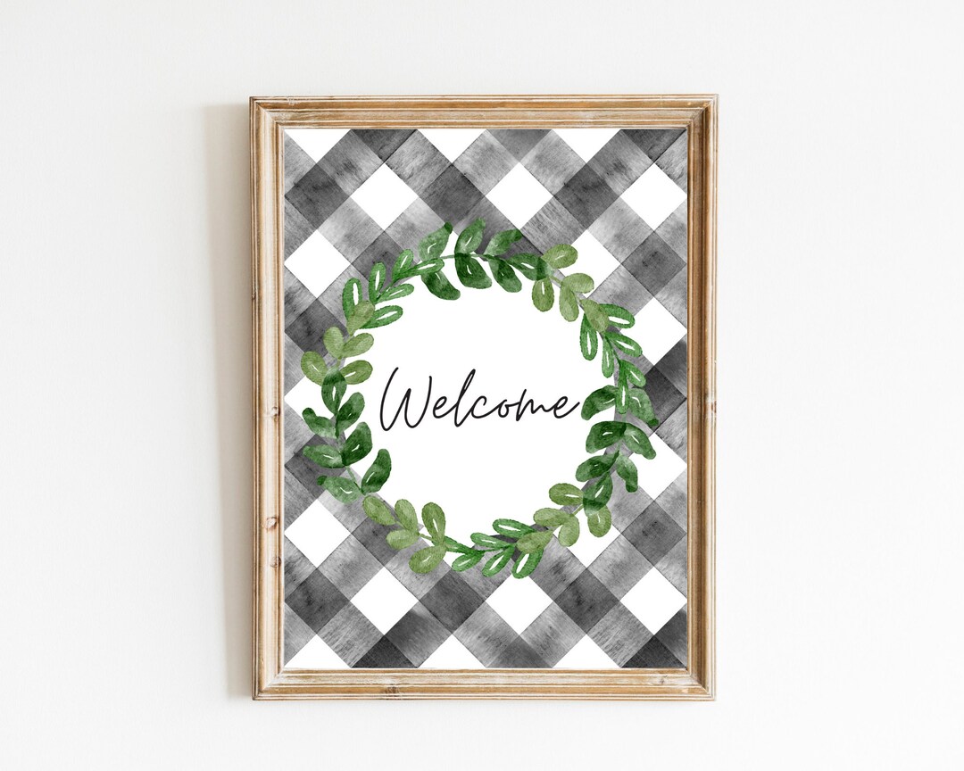 Welcome Buffalo Check Printable Sign Digital Download Print - Etsy