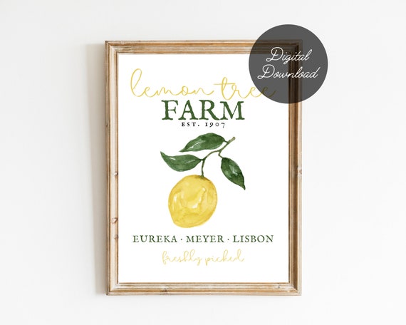 Lemon Tree Farm Printable Sign Digital Download Lemon Print | Etsy