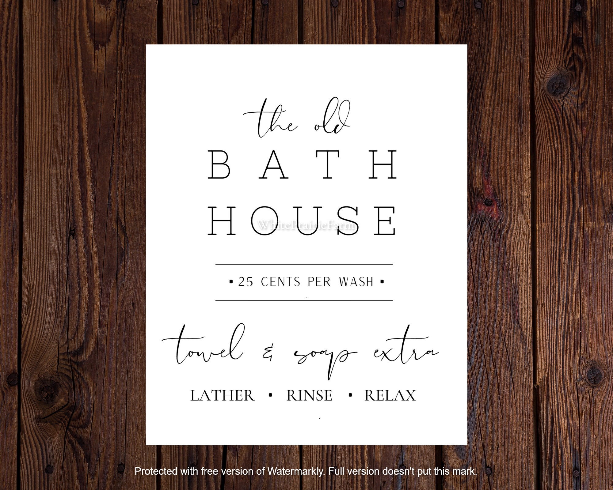 Bath House Bathroom Printable Sign | Digital Download Print | Farmhouse ...
