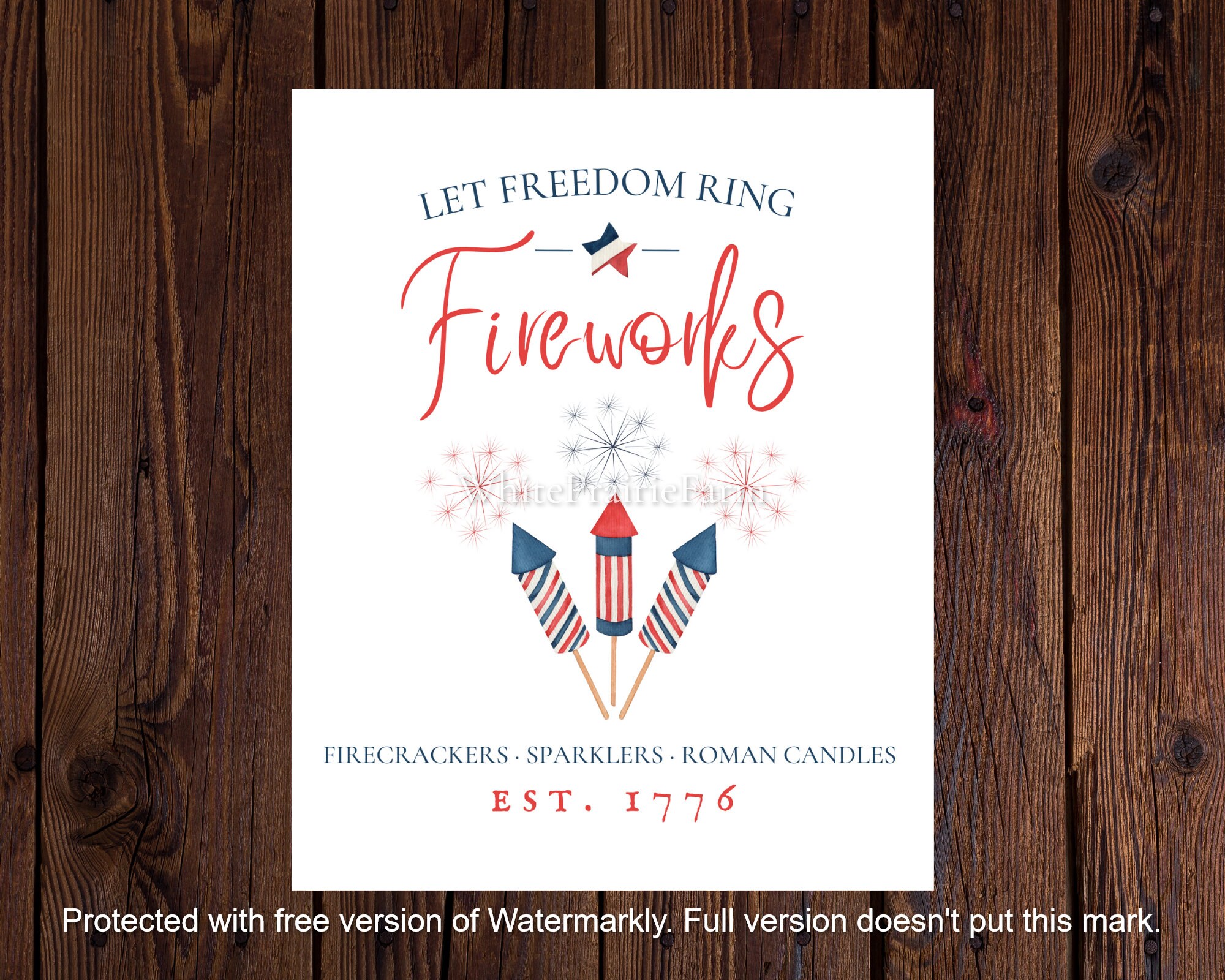 4th of July Printable Sign | Digital Download Independence Day Print ...