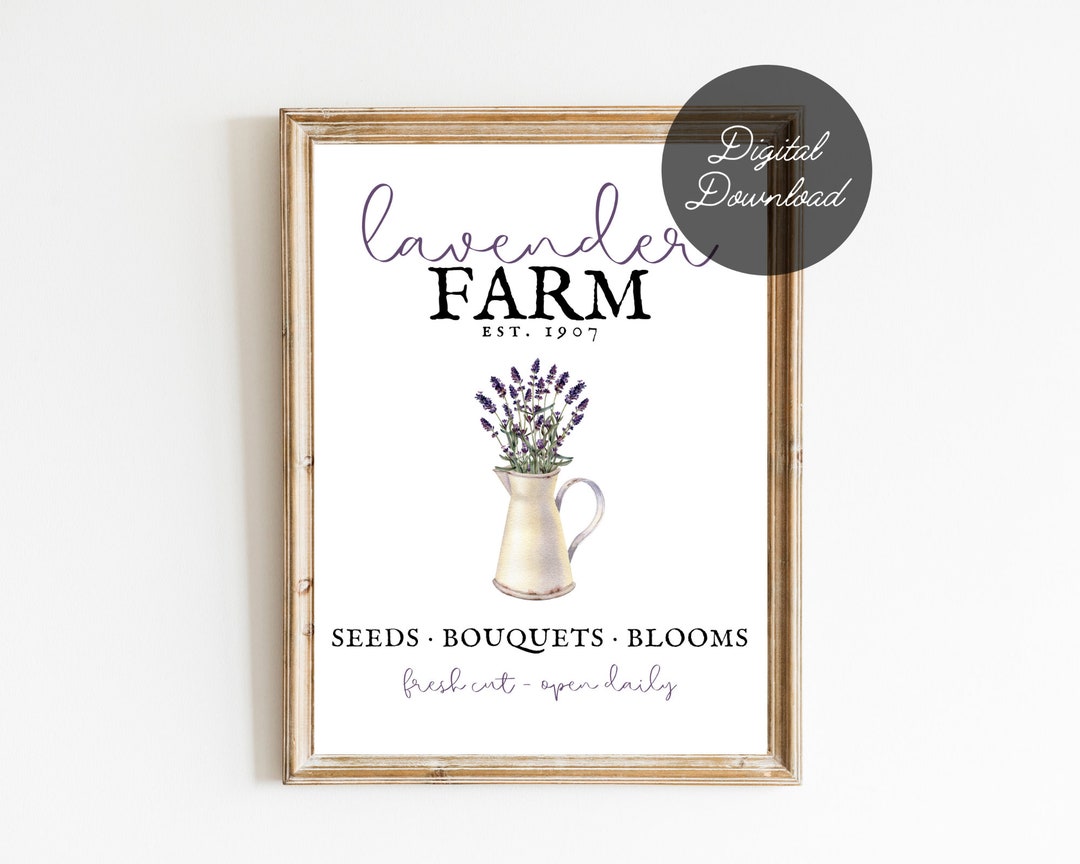Lavender Farm Printable Sign | Digital Download Flower Print | 8x10 ...