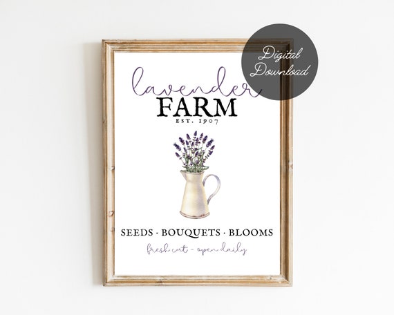 Lavender Farm Printable Sign Digital Download Flower Print - Etsy Australia