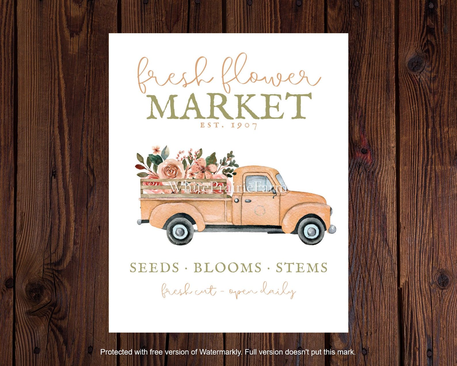 Fresh Flower Market Printable Sign | Digital Download Truck Print ...